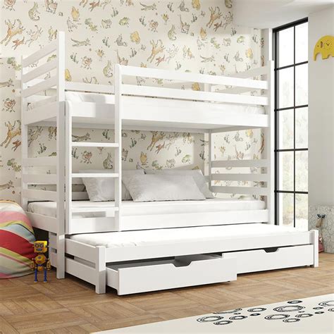 Lit Superposé 3 Couchages Séparable Tomi Pour Chambre Enfant 4 Couleurs