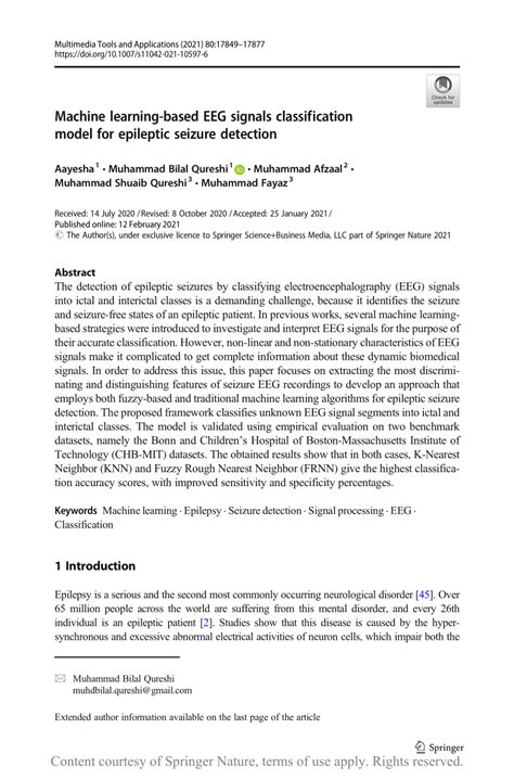 Machine Learning Based Eeg Signals Classification Model For Epileptic