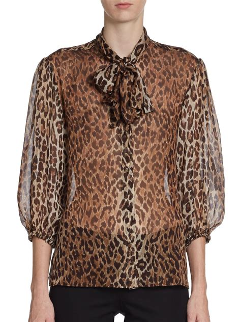 Dolce And Gabbana Leopard Print Silk Chiffon Blouse Lyst