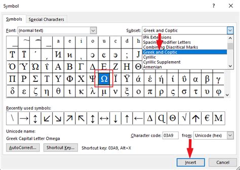 how to type ohm or omega symbol in word excel how to
