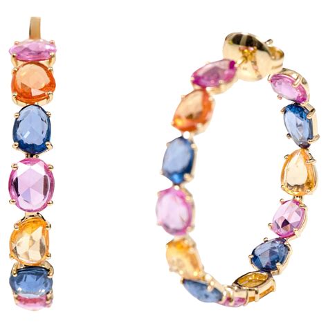 18 Karat Rose Gold 9 33 Carat Multi Color Sapphire And Diamond Hoop