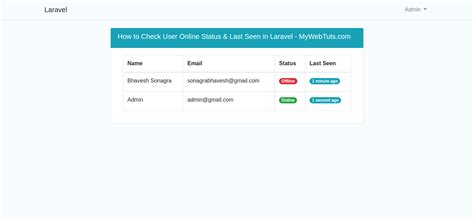 how to check user online status and last seen in laravel