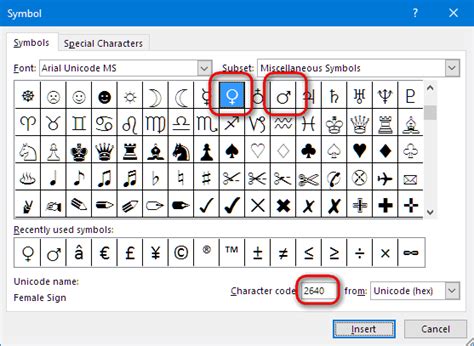 male female symbols for ms excel 2016 microsoft community