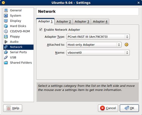 virtualbox host only network userfasr