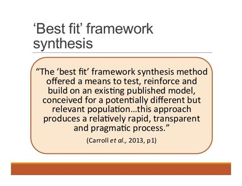 Applying ‘best Fit Frameworks To Systematic Review Data Extraction