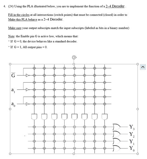 [digital logic]implement a 2 4 decoder using the pla illustrated below