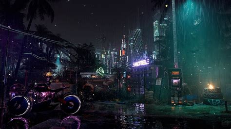 Rainy Night In Cyberpunk 2077 🌃🌧 Rain Sounds For Relaxation And Sleep
