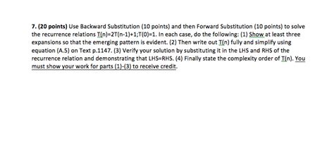 solved 7 20 points use backward substitution 10 points