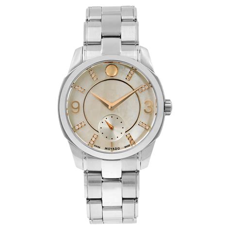 Movado Lx Steel Diamond Mother Of Pearl Dial Quartz Ladies Watch
