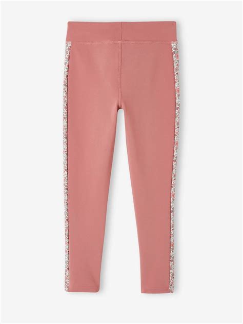 Vertbaudet Mädchen Sportleggings Mit Zierstreifen In Altrosa
