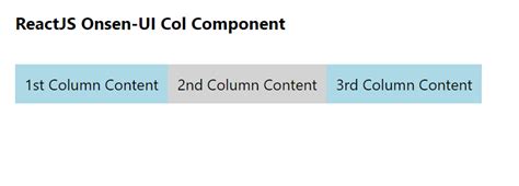 reactjs onsen ui col component geeksforgeeks
