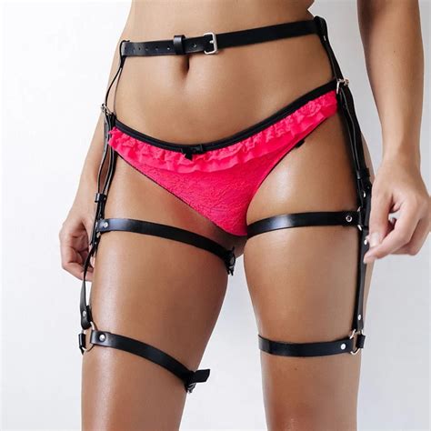Women Punk Sexy Pu Leather Garter Belt Harajuku Body Harness Tight