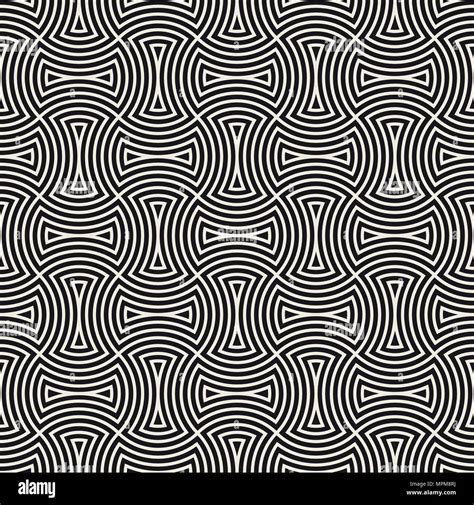 Vector Seamless Vintage Pattern Of Overlapping Arcs In Art Deco Style