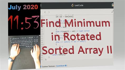 find minimum in rotated sorted array ii youtube