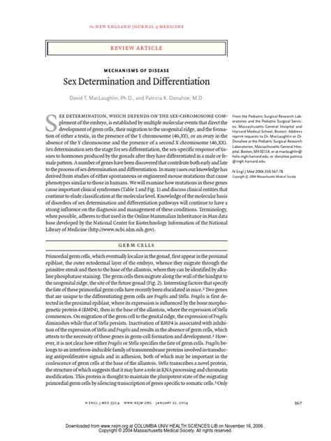 Sex Determination And Differentiation Review Article