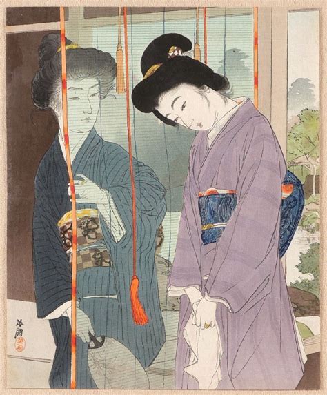 Conversation Kuchi E Japanese Woodblock Print By Eiho Hirezaki 1881