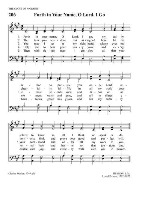 Trinity Psalter Hymnal 206 Forth In Your Name O Lord I Go