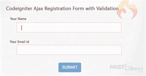 codeigniter ajax registration form with validation mostlikers