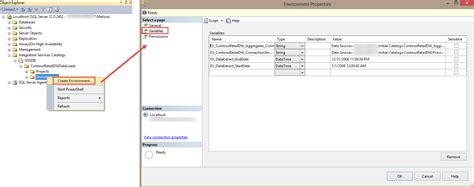 parameterizing connections and values at runtime using ssis environment