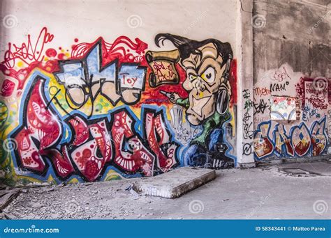 Graffiti On Abandoned Building Walls Editorial Image Cartoondealer