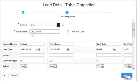 manipulating database objects using apex 5 0