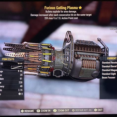 Fallout 76 Legacy Exterminators Explosive Gatling Plasma 3 Star Max