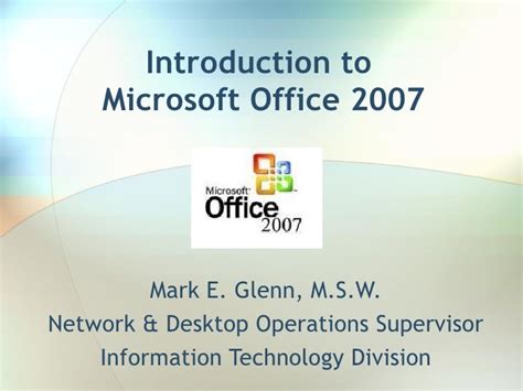 Introduction To Microsoft Office 2007
