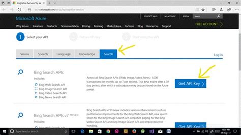 getting started with bing image search api