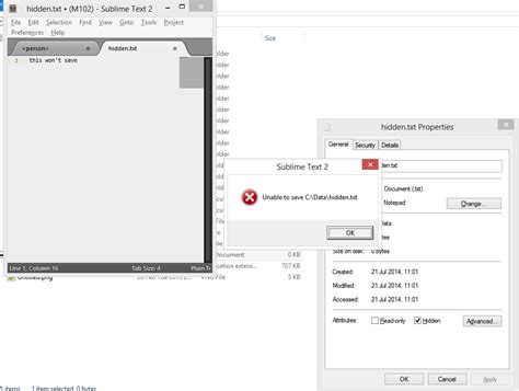 sublime text 2 unable to save hidden files on windows