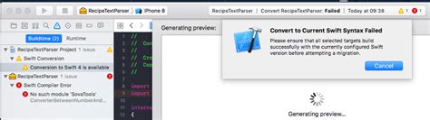 ios convert to current swift syntax failed no such module swift