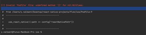 invalid `podfile` file undefined method `[] for nil nilclass · issue