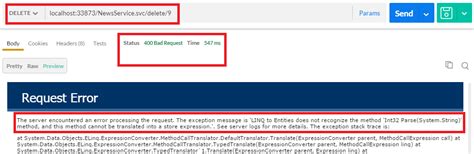 c wcf and restful api remote server returned bad request 400 on