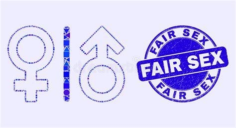 Blue Scratched Fair Sex Stamp Seal And Gender Symbols Mosaic Stock
