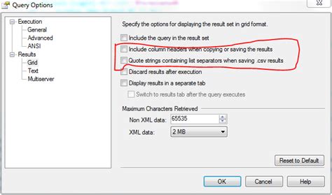 sql server ssms save results as creates csv that excel