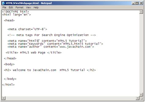how to create html 5 website page