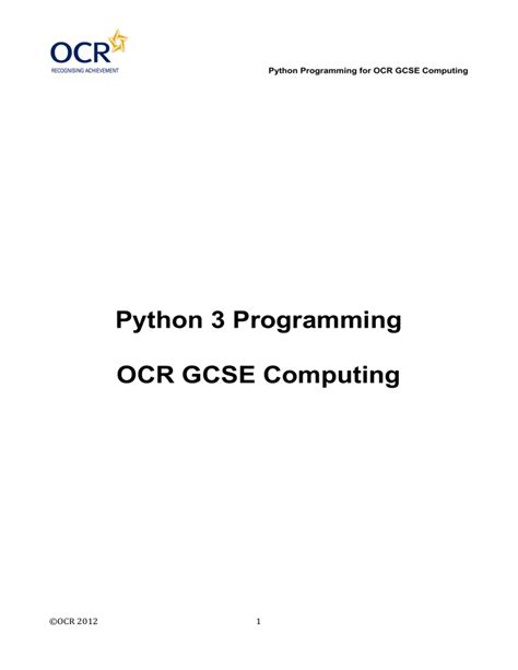 python 3 programming ocr gcse computing