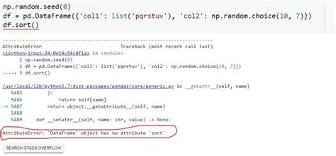 attributeerror dataframe object has no attribute sort solved