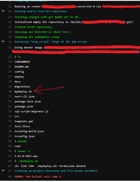 通过gitlab ci cd执行shell脚本时出现权限被拒绝的错误