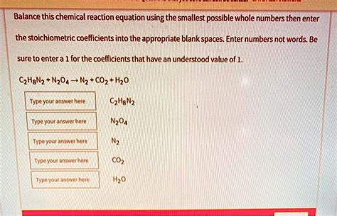 Solved Balance This Chemical Reaction Equation Using The Smallest
