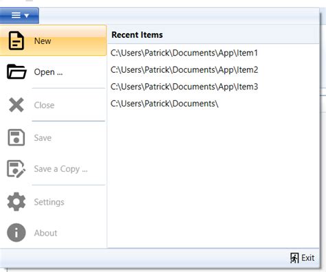 wpf recent items with ribbongallery mvvm way to avoid