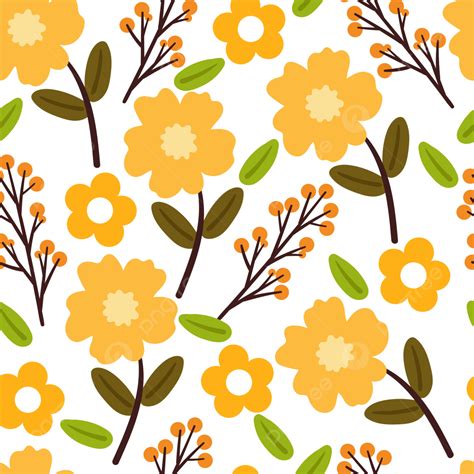 Hojas Y Flores De Dibujos Animados De Patrones Sin Fisuras Vector Png