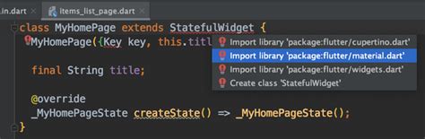 create a list in a flutter mobile app