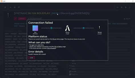 connection failed i need help fivem client support cfx re community