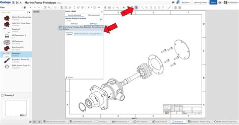 add a bom to an onshape drawing openbom training library
