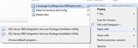 ssis 2008 deployment manifest error