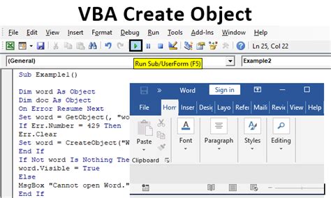 vba create object how to use create object function in