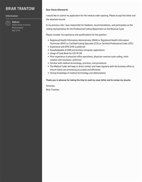 Medical Coder Cover Letter Velvet Jobs