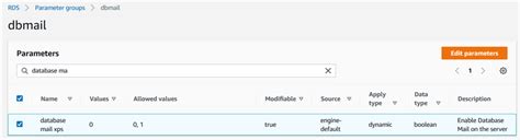 amazon rds sql server database mail configuration