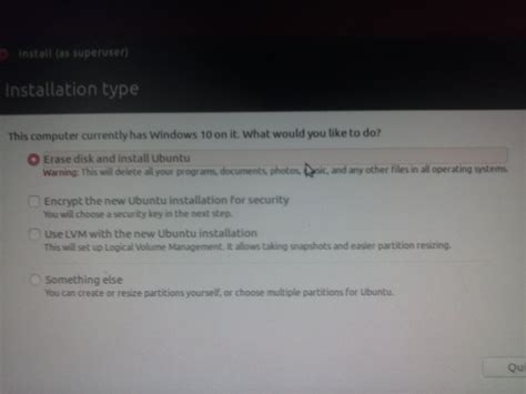 no dual boot option while installing ubuntu ask ubuntu