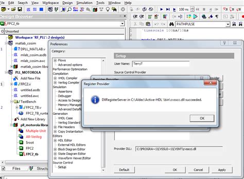 using cvs source revision control with active hdl application notes